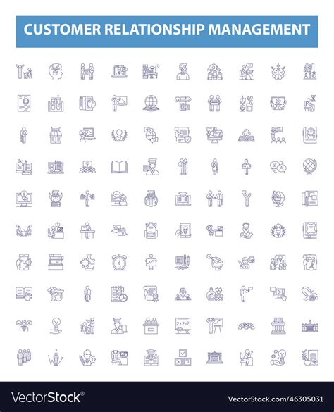 Customer Relationship Management Line Icons Signs Vector Image