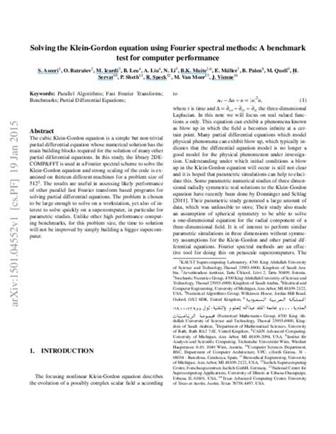 Pdf Solving The Klein Gordon Equation Using Fourier Spectral Methods
