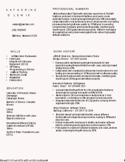 7 Selenium Automation Tester Resume Examples And Top Skills