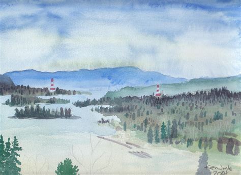 Nipigon Marina In Winter Rwatercolor