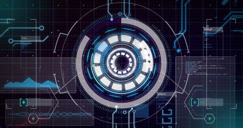 image of motherboard and circular scanner processing data on interface