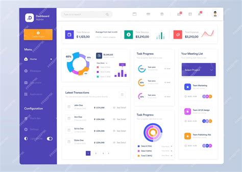 그래프 차트 및 다이어그램이 포함된 인포그래픽 대시보드 Ui 디자인 웹 인터페이스 템플릿 Ui Ux 프리미엄 벡터