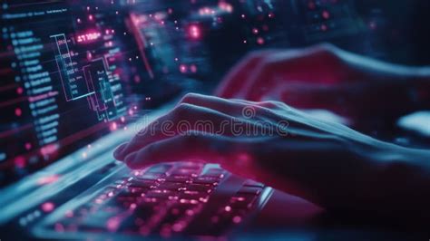 Software Engineer Programming Futuristic Innovative Software On Laptop Stock Image Image Of