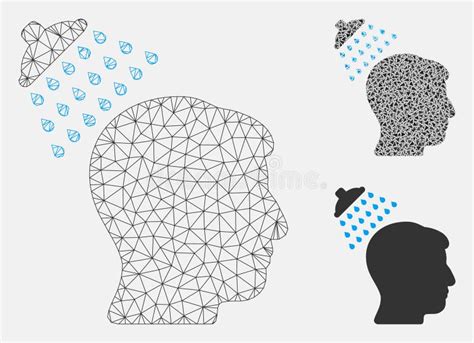 Head Shower Vector Mesh Wire Frame Model And Triangle Mosaic Icon Stock Vector Illustration Of