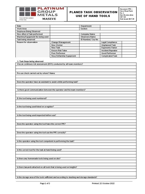 Pto Use Of Hand Tools Descargar Gratis Pdf Employment Workplace