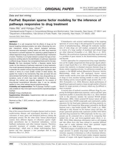 pdf facpad bayesian sparse factor modeling for the inference of