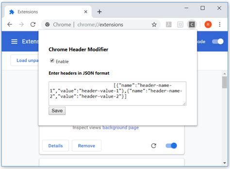 custom chrome browser extension code add modify request headers