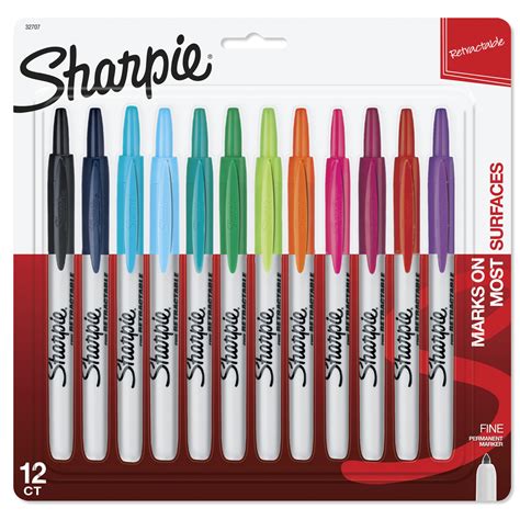 Sharpie Retractable Permanent Marker Fine Tip Assorted Color Set Of 12