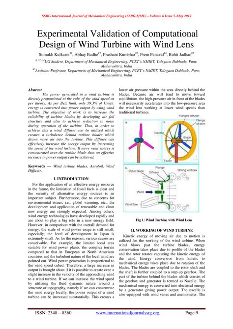 Pdf Experimental Validation Of Computational Design Of Wind Turbine With Wind Lens