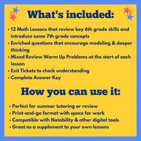 12 Lessons Rising 7th Graders Summer Math Challenge Visual Math Spiral Review