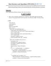 Eisha DSA LAB 14 Pdf Data Structures And Algorithms SWE 203L LAB 14