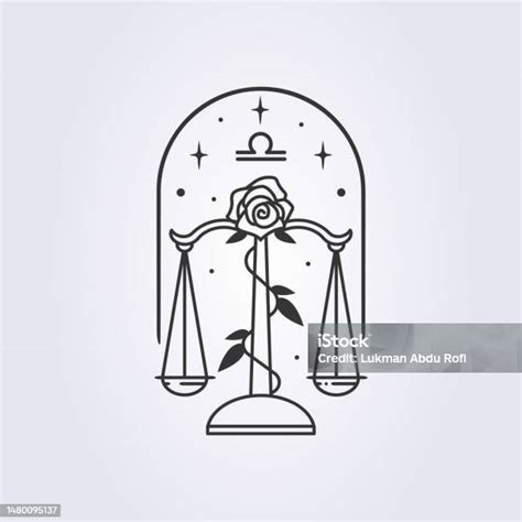 천칭 자리 조디악 점성술 별자리 벡터 라인 아트 일러스트 레이 션 디자인 천칭에 대한 스톡 벡터 아트 및 기타 이미지 천칭 천칭자리 로고 Istock