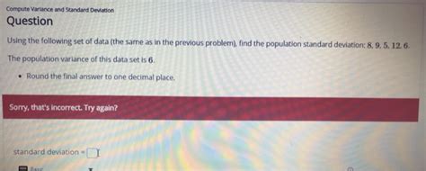 Solved Compute Variance And Standard Deviation Question Chegg