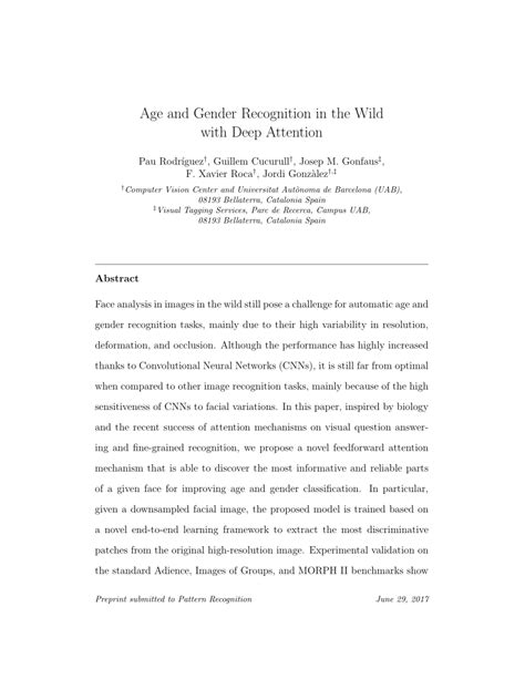 Pdf Age And Gender Recognition In The Wild With Deep Attention