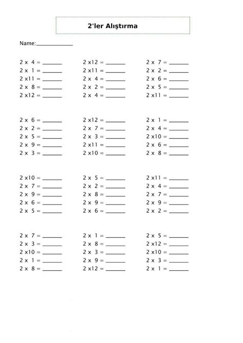 Multiplication Table Exercises