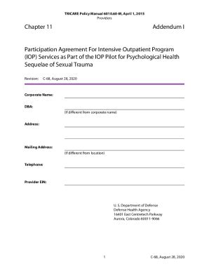 Fillable Online TP15 Chap 11 Addendum I Participation Agreement For Intensive Outpatient