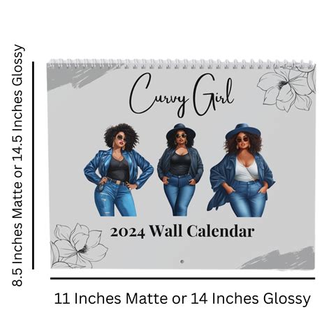 Curvy Girl Calendar Black Girl Wall Calendar Black Women Calendar