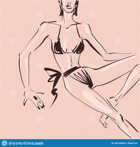 Fashionable Stylish Illustration Sketch Of Sexual Female Body In Underwear Stock Illustration