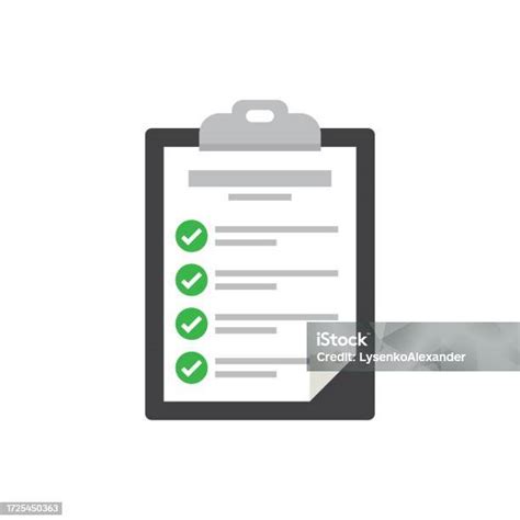 플랫 스타일의 체크리스트 아이콘이 있는 클립보드입니다 고립된 배경에 작업 벡터 그림의 계획과 조직 문서 서명 비즈니스 개념입니다 개념에 대한 스톡 벡터 아트 및 기타 이미지