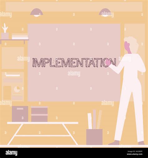 Writing Displaying Text Implementation Business Idea The Process Of Making Something Active Or