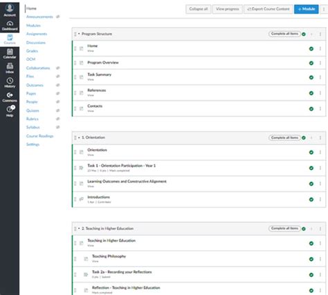 canvas guide to modules resources ldti teaching resources