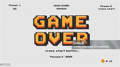 게임 오버 시작 Buttonpixel Art 8 비트 Gameretro 게임을 누릅니다 벡터 일러스트레이션의 게임 자산용 복고풍