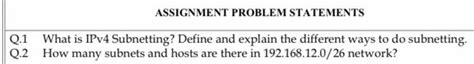 Solved Assignment Problem Statements Q1 What Is Ipv4