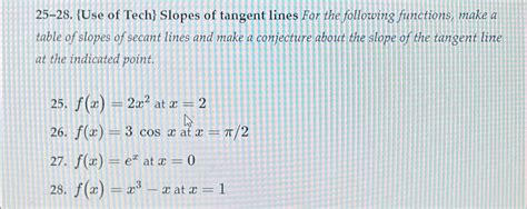 solved 25 28 {use of tech} ﻿slopes of tangent lines for the