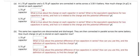 Solved a A 1 75μF capacitor and a 5 75μF capacitor are Chegg com