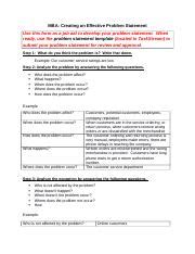 Create Effective Problem Statement MBA Creating An Effective Problem Statement Use This