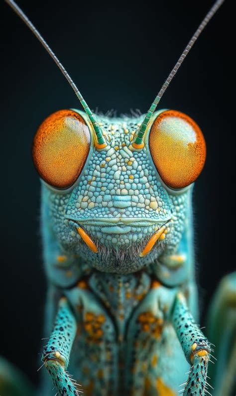 Colorful Grasshopper With Vivid Eyes Captured In Fine Detail Stock