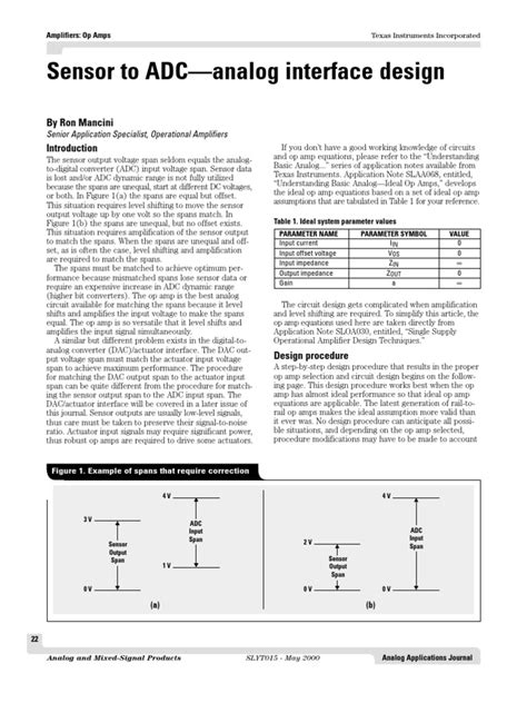 Analog Sensor Interfacing Pdf Amplifier Operational Amplifier