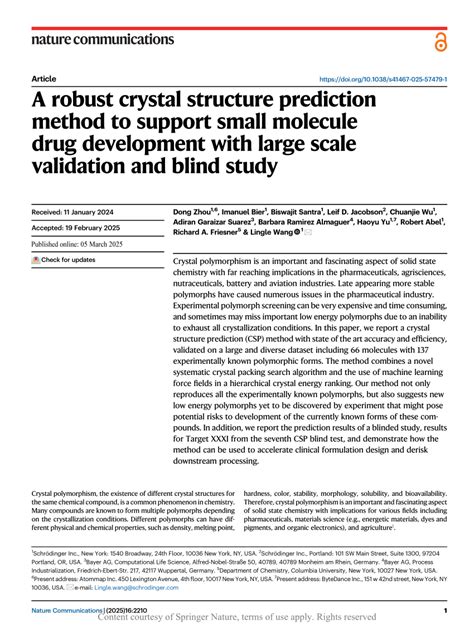 Pdf A Robust Crystal Structure Prediction Method To Support Small Molecule Drug Development