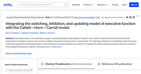 Integrating The Switching Inhibition And Updating Model Of Executive Function With The Cattell
