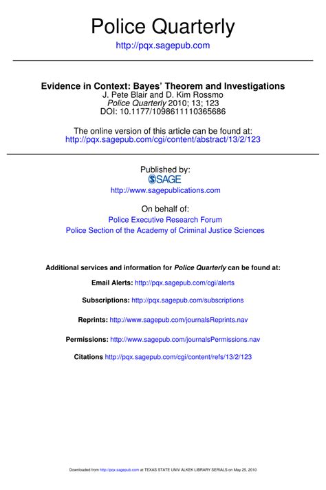 Pdf Evidence In Context Bayes Theorem And Investigations