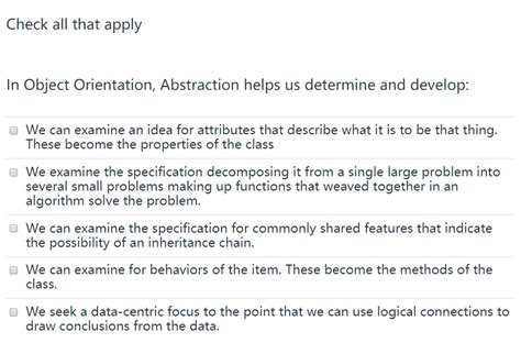 Solved Check All That Apply In Object Orientation