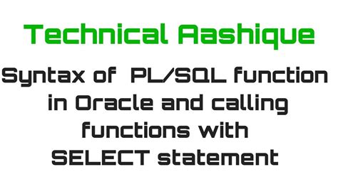 Syntax Of Plsql Function In Oracle And Calling Functions With Select