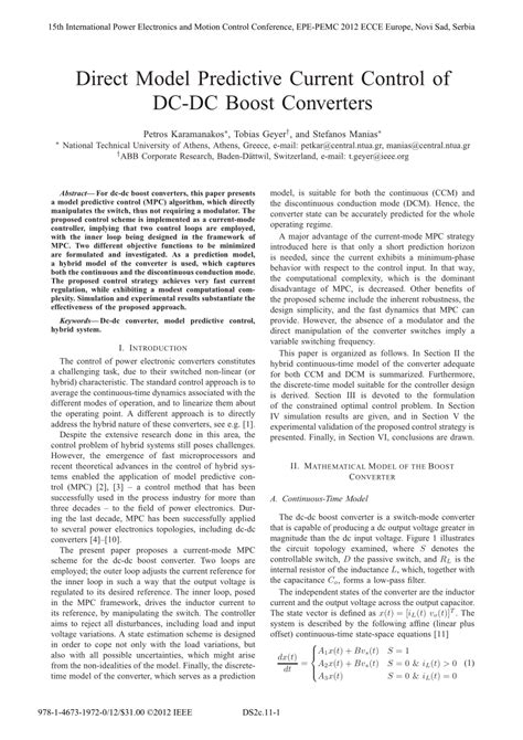 Pdf Direct Model Predictive Current Control Of Dc Dc Boost Converters