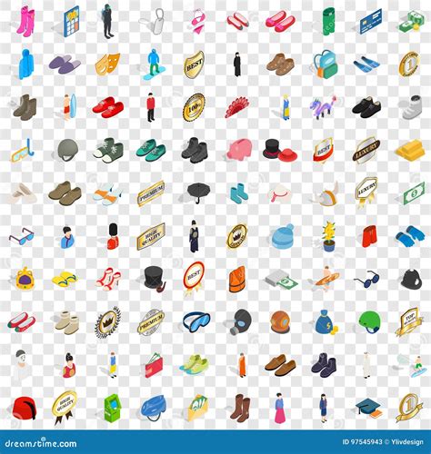 100 Clothes Icons Set Isometric 3d Style Stock Vector Illustration Of Mitten Boxers 97545943