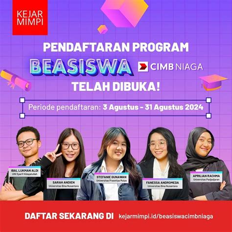 Pendaftaran Program Beasiswa Cimb Niaga 2024 Sudah Dibuka Yuk Langsung