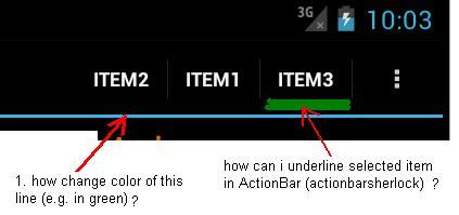 Android Sherlock Actionbar Menu Selected Item Of Menu With Underline Color Change Stack Overflow