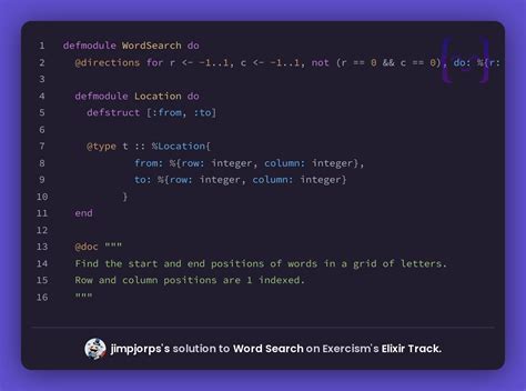 Jimpjorpss Solution For Word Search In Elixir On Exercism