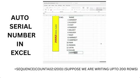 How To Genrate Fill Auto Serial Number In Ms Excel Youtube