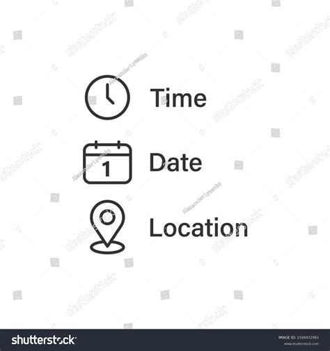 Date Time Location Icon Flat Style Stock Vector Royalty Free 2166832981 Shutterstock