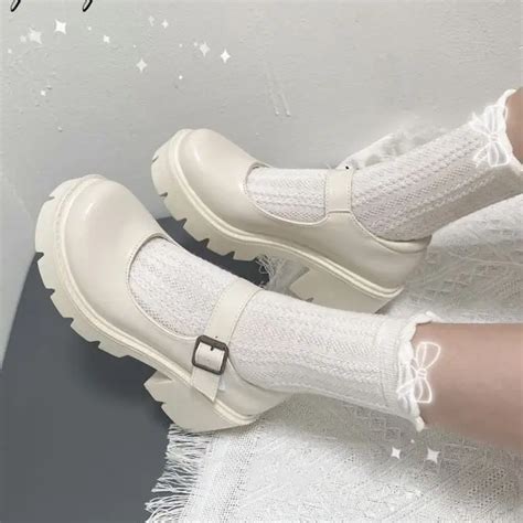 일본 학생 Jk 여성 하이힐 유니폼 대학 소녀 신발 흰색 메리 제인 로리타 신발 빈티지 펌프스 플랫폼 숙녀 신발 핸드폰닷컴