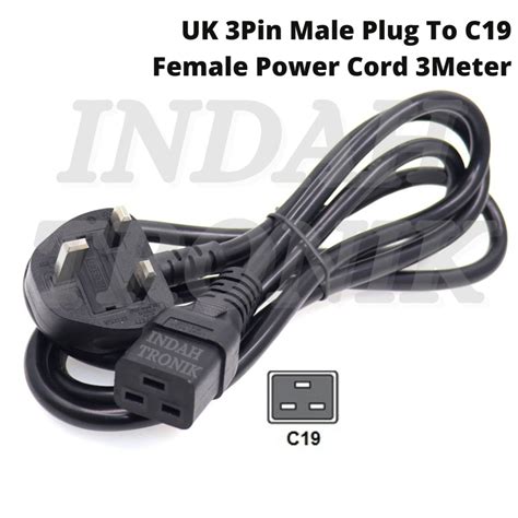 Iec Uk 13a Male 3 Pin Plug To C19 Female Cable Wayar Power Cord For Ups 3meter Shopee Malaysia