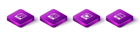 Set Isometric MP File Document EML And XSL Icon Vector Stock Vector Illustration Of