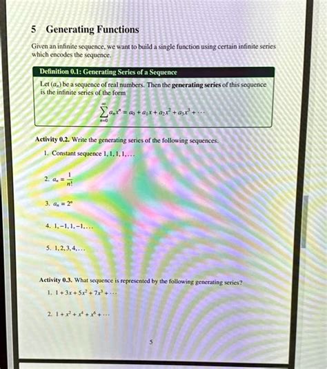 solved discrete math 2 5generating functions given an infinite sequence we want to build a