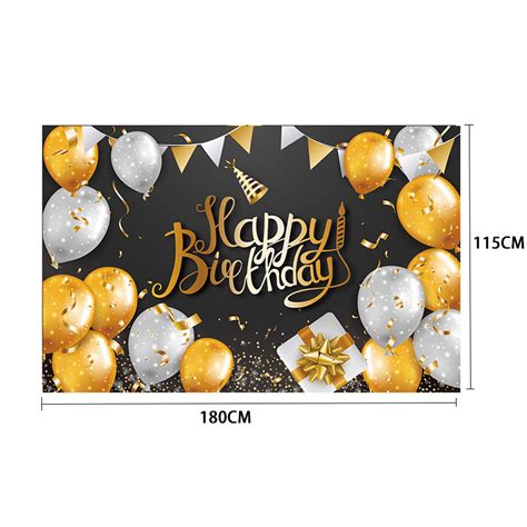 Badu Bg Декорация за парти за рожден ден Банер за фон за рожден ден Черен и златен балон