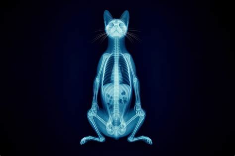 Premium Photo Xray Of A Cat Full Body Blue Tone Radiograph On A Black